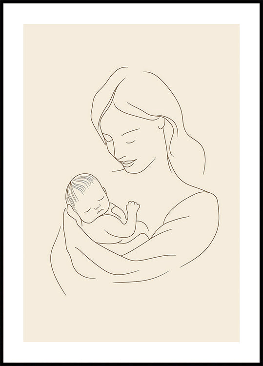 Mutter-Baby-Strichzeichnung Poster | Posterbox